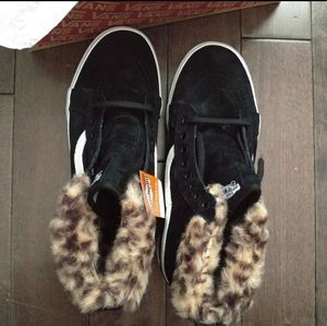 Vans | Shoes | Vans Sk8hi Platform Black Leopard Fur New | Poshmark
